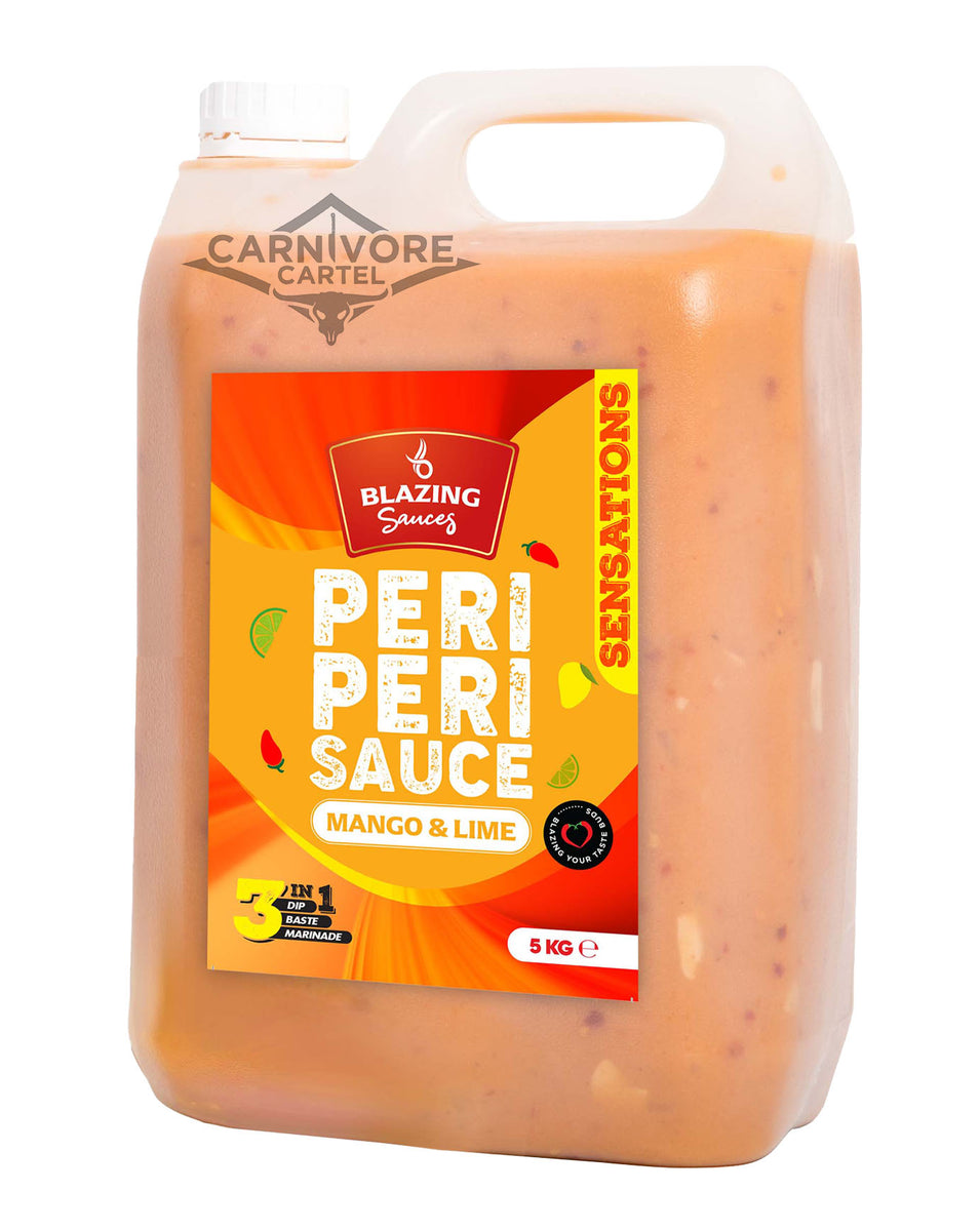 BLAZING Sauces - Peri Peri Sauce - MANGO & LIME - 5kg – Carnivore Cartel UK