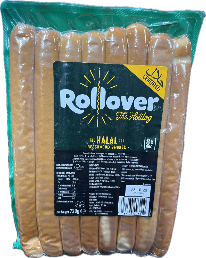 Rollover Halal Chicken Hotdogs 90g (pack of 8) – Carnivore Cartel UK